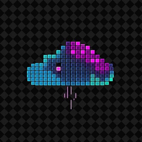 Pixel Art Cloud Composed Of Tiny Squares 8 Bit Designs And Retro Gaming Aesthetics Classic Neon