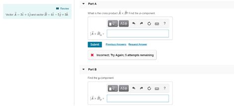 Solved Part A Review Vector A I J And Vector B I J K Chegg Com