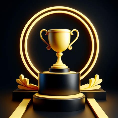 3d Shape Of Trophy With Podium Premium Ai Generated Image