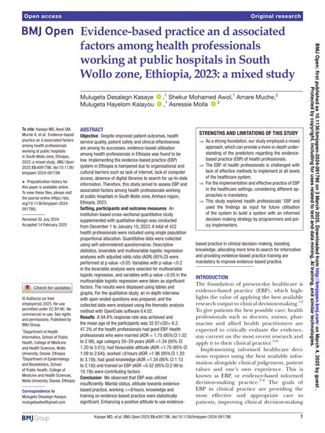 (PDF) Evidence-based practice an d associated factors among health professionals working at ...