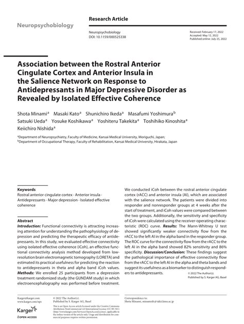 Pdf Association Between The Rostral Anterior Cingulate Cortex And Anterior Insula In The