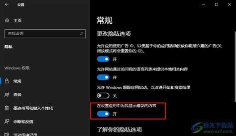 Win10系统如何在设置应用中显示建议的内容？ Win10系统在设置应用中显示建议的内容的方法 极光下载站