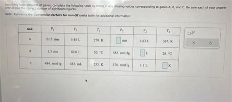 Solved Assuming Floed Amounts Of Gases Complete The