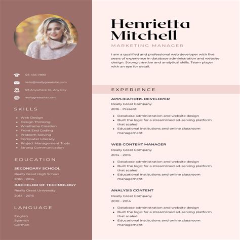 Simple Resume For Women Masterbundles