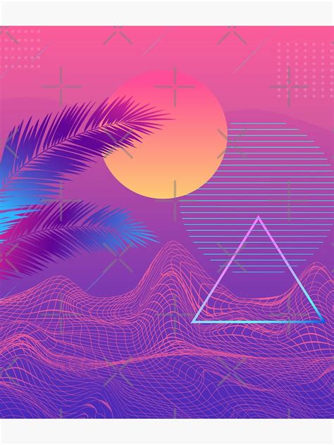 Vaporwave Sunset At The Beach Sticker By Maizephyr Redbubble