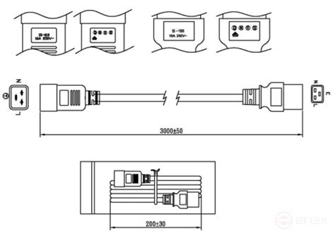 Pwc Iec19 Iec20 1 8 Bk Iec 320 C19 Iec 320 C20 Power Cable 3x1 5 16a Straight Plug 1 8m