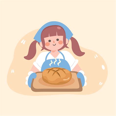 Young Woman Baking Fresh Sourdough Breadcute Girl Serving Homemade
