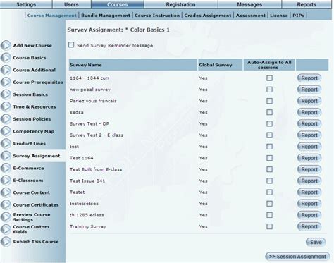 Assigning Surveys To Courses And Sessions