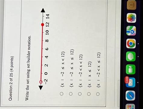 solved question 2 of 25 4 points write the set using set