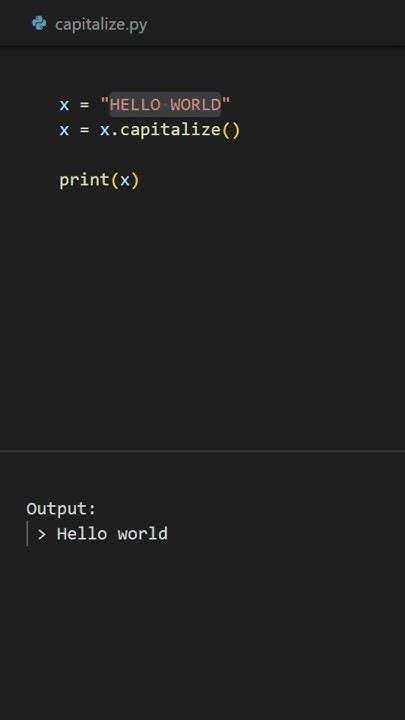 `capitalize` Method In Python 🐍 Youtube