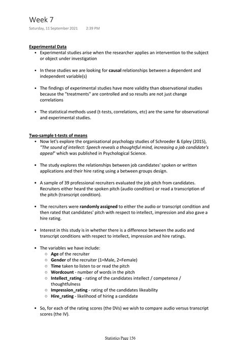 Introduction To Psychological Design And Statistics Notes Stat1103 Introduction To