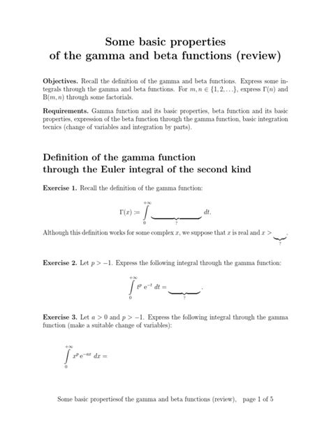 Gamma And Beta Functions Integral Function Mathematics
