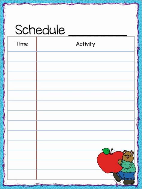 Free Printable Class Daily Schedule Template