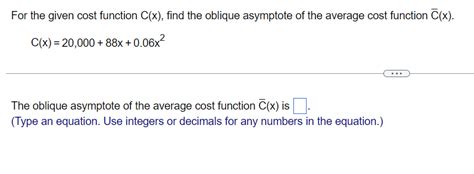 solved for the given cost function c x find the oblique