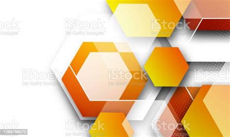 추상 기하학적 배경입니다 템플릿 브로셔 디자인 오렌지 육각형 모양 배경 주제에 대한 스톡 사진 및 기타 이미지 배경 주제