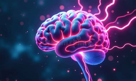 Human Brain Electrical Storm Colorful Energy Neural Network Stock