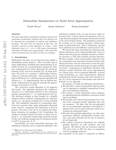 pdf submodular maximization via taylor series approximation
