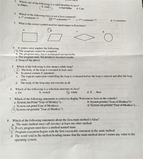 Solved Which One Of The Following Is A Valid Identifier In