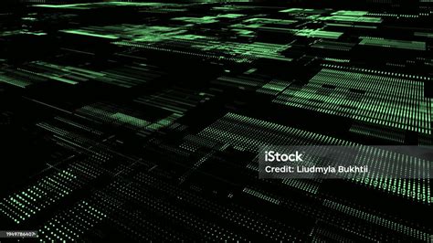 Abstract Digital Cyberspace With Moving Particles Cyber Security