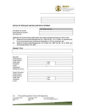 Fillable Online Declaration Of Interest Form For Specialist 2014 Fax Email Print PdfFiller