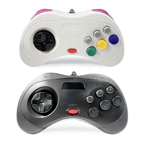 Black White Usb Wired Gamepad Joystick For Sega Saturn Game Controller For Windows Pc Mac Linux