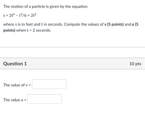 Solved The Motion Of A Particle Is Given By The Equation Chegg