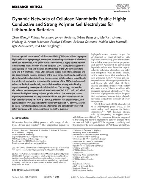 Pdf Dynamic Networks Of Cellulose Nanofibrils Enable Highly