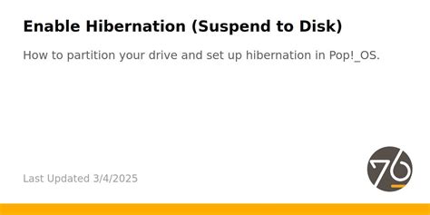 enable hibernation suspend to disk system76 support