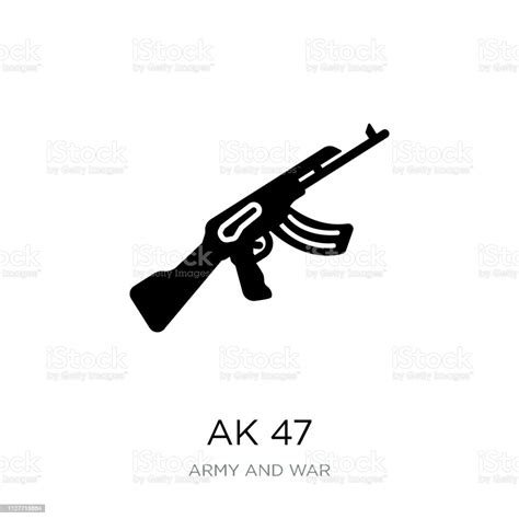 흰색 바탕에 Ak 47 아이콘 벡터 Ak 47 유행 가득 군대와 전쟁 컬렉션에서 아이콘 무기에 대한 스톡 벡터 아트 및 기타 이미지 무기 Kalashnikov 군사