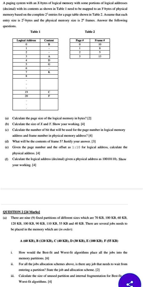 solved a paging system with an x bytes of logical memory with some