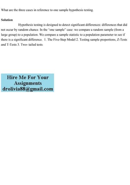 what are the three cases in reference to one sample hypothesis testi pdf