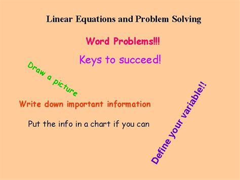 Linear Equations And Problem Solving Word Problems A