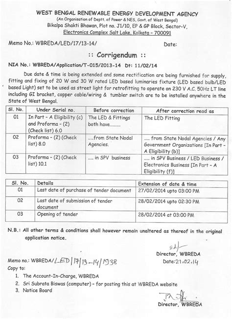 Memo No Wbreda Led 17 13 14 Wbreda An Organisation Under The Department Of Non Conventional