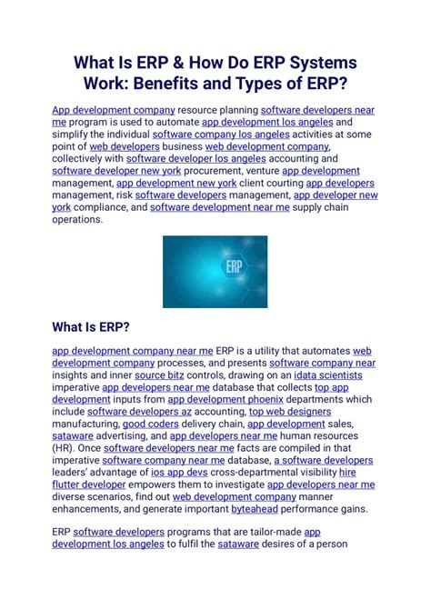 Ppt What Is Erp How Do Erp Systems Work Benefits And Types Of Erp