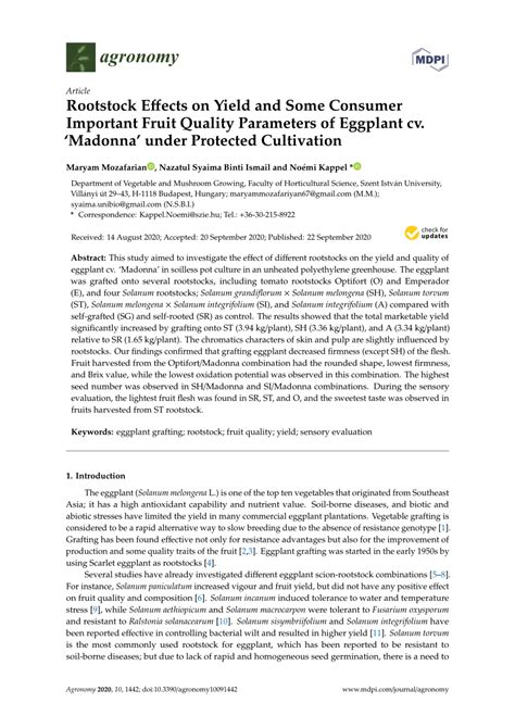 Pdf Rootstock Effects On Yield And Some Consumer Important Fruit