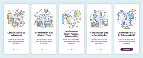 Premium Vector Examples Of Confirmation Bias Onboarding Mobile App Screen