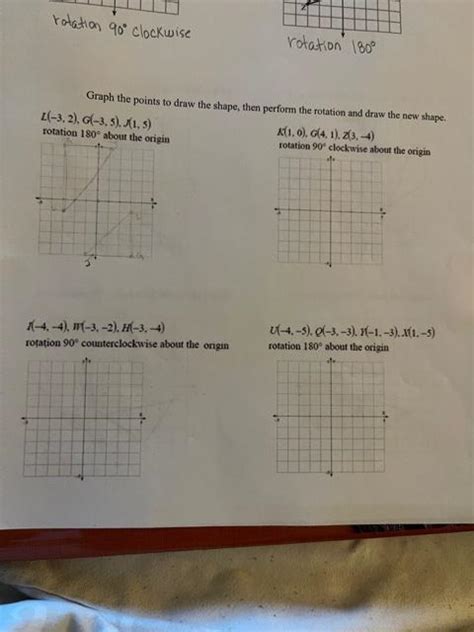solved rotation 90° clockwise rotation 180° graph the points