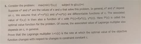 Solved Consider The Problem Max Min F X Y ﻿subject To
