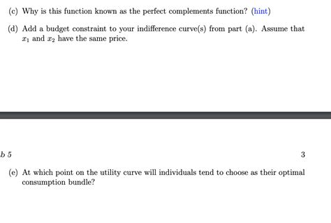 solved 4 perfect complements consider the utility function