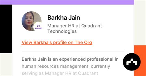 Barkha Jain Manager Hr At Quadrant Technologies The Org