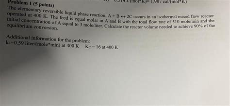 Solved Problem 1 5 ﻿points The Elementary Reversible Liquid