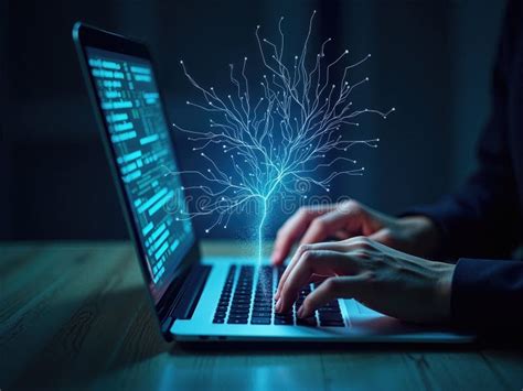 Digital Transformation Neural Network Data Processing And Machine Learning Algorithm Stock