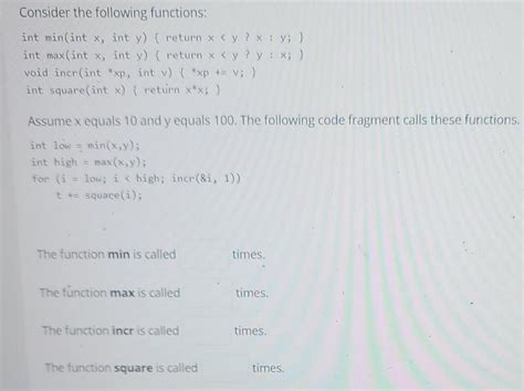 solved consider the following functions int min int x int