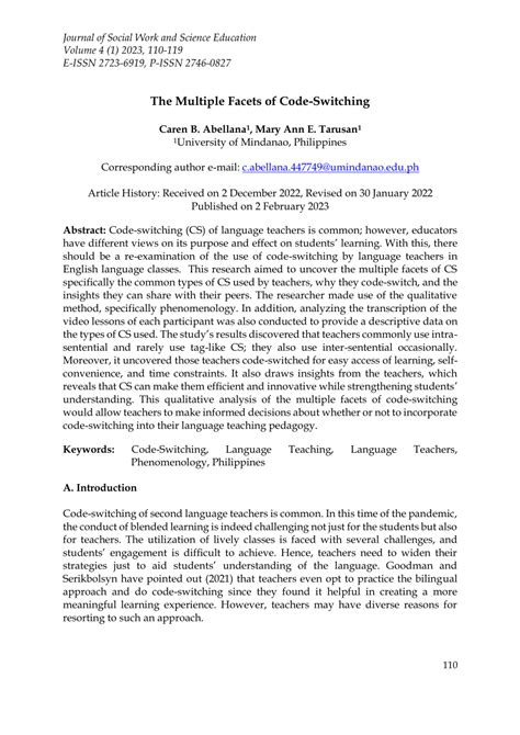 Pdf The Multiple Facets Of Code Switching