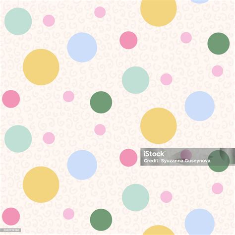 물방울 무늬 완벽 한 패턴입니다 서클 색종이 끝없는 배경 생일 라운드 요소는 커버를 반복합니다 다채로운 혼돈의 반점이 질감이 연속적인 장식입니다 벡터 표면 디자인 축제