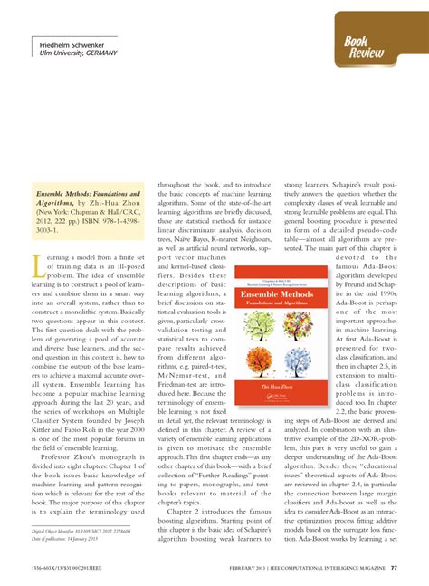 PDF Ensemble Methods Foundations And Algorithms Book Review