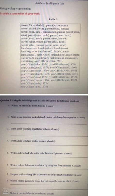 Solved Artificial Intelligence Lab Using Prolog Programming