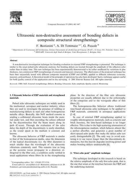 Pdf Ultrasonic Non Destructive Assessment Of Bonding Defects In Composite Structural