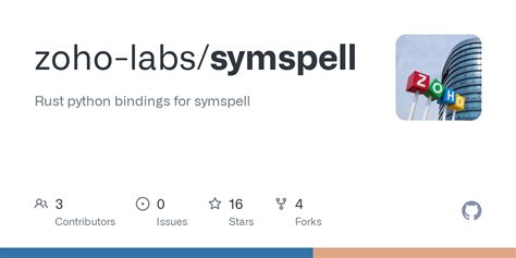 Github Zoho Labssymspell Rust Python Bindings For Symspell