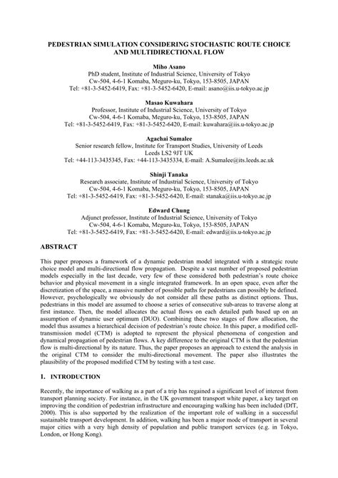 Pdf Pedestrian Simulation Considering Stochastic Route Choice And Multidirectional Flow